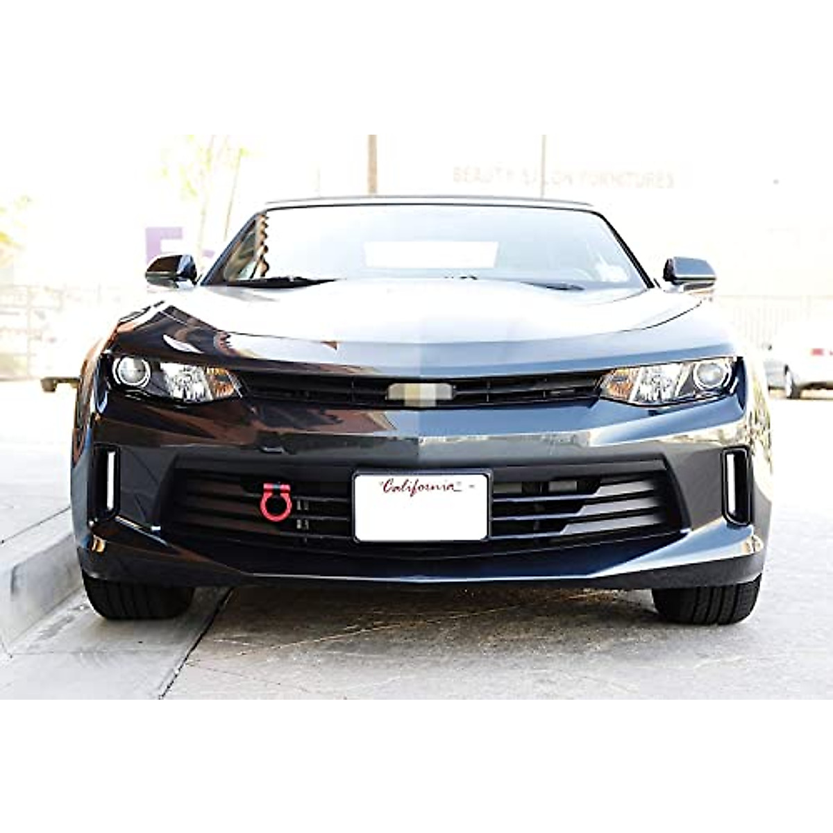 iJDMTOY Red Track Racing Style Tow Hook Ring Compatible With 2016-up Gen6 Chevy Camaro (Pre-LCI), Made of Lightweight Aluminum