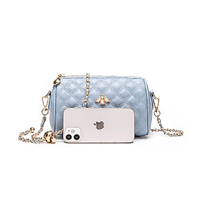 Hanbella Crossbody Purse for Women - Cute Quilted Leather Shoulder Bag with Gold Chain Strap for Teen Girls - Womens Clutch