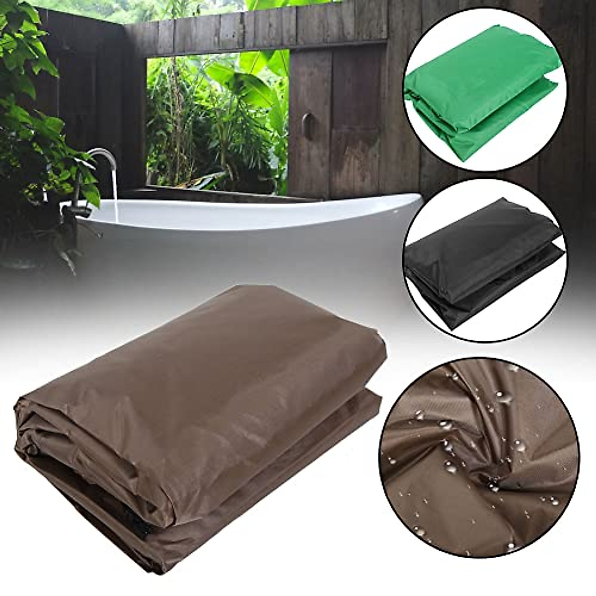 Outdoor Garden Foldable Square Rainproof Sunscreen SPA Covers Bathtub Protector Cover Hot Spring Bath Cover 90.9x90.9x11.8in (Coffee)