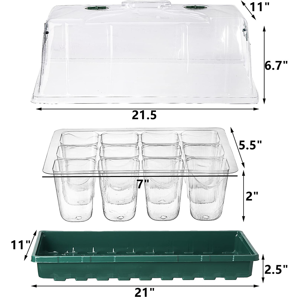 DEAYOU 2-Pack Seed Starter Tray with Humidity Dome and Base, 144 Cells Adjustable Seedling Starting Clone Tray, Garden Propagator Germination Kit with Plant Tags for Indoor Hydroponic Plants Growing