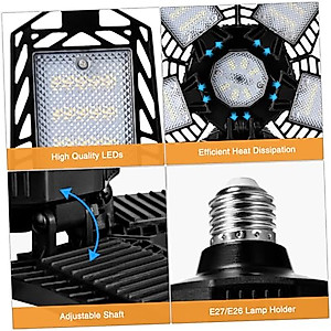 IWOWHERO Five Leaves Garage Light Deformable LED Garage Overhead LED Shop Ceiling Light Flush Mount Ceiling Light LED Flood Light Motion Light Bulbs Plastic Black