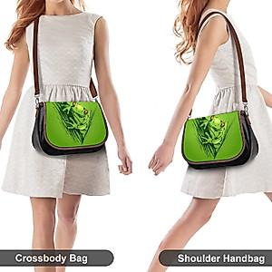 Colored Hand Sketch Frogs Women's PU Leather Purses Soft Crossbody Bag Shoulder Handbags