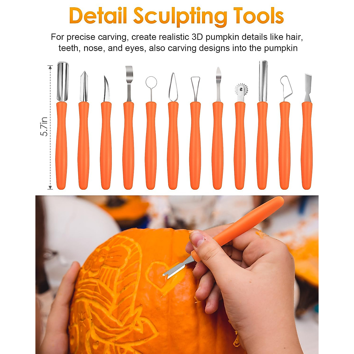 Luditek Pumpkin Carving Kit, 17 PCS Professional Stainless Steel Pumpkin Carving Tools with 3 Electronic Candles Lights and 10 Stencils, Jack-O-Lanterns Cutting Halloween Gifts for Adults