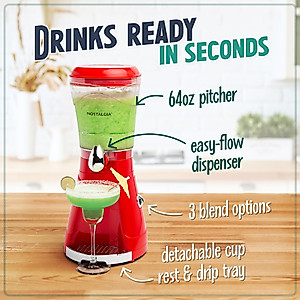Nostalgia 64-Ounce Margarita Maker & Slushie Machine Easy-Flow Spout, Perfect for Slushies, Daiquiris, and Margaritas, Red
