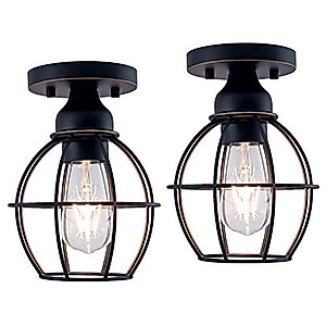 YaoKuem Semi Flush Mount Ceiling Light Fixture, E26 Medium Base, Metal Housing, Bulbs NOT Included, 2-Pack