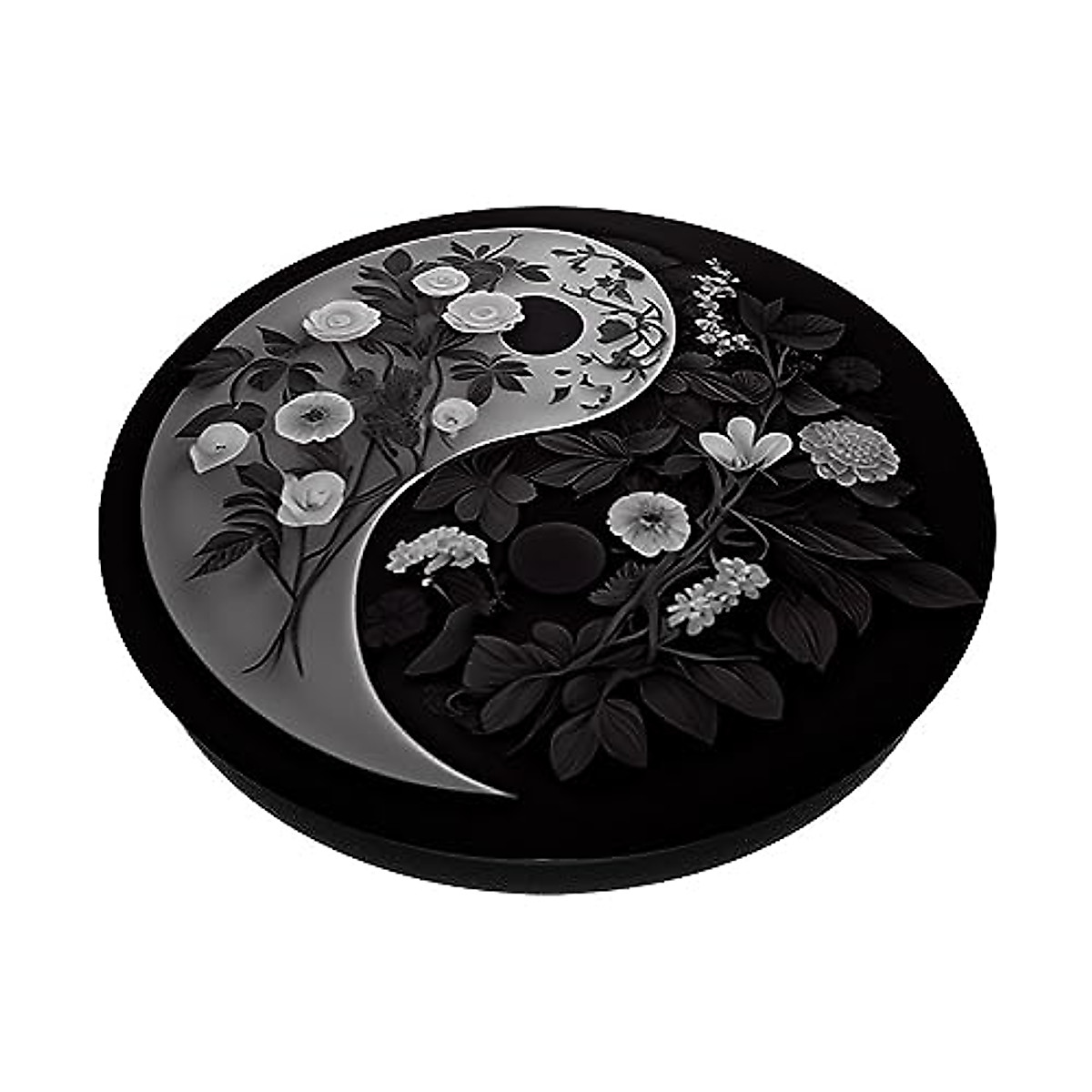 Yin Yang Flower Black and White PopSockets Standard PopGrip
