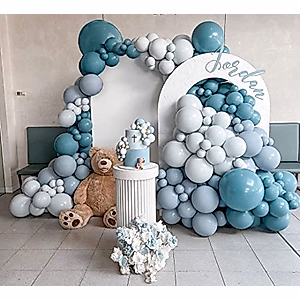 Dusty Blue Balloon Garland Blue White Balloon Arch Double Stuffed Latex Balloons Slate Blue Balloon Garland Kit For Baby Shower Birthday Wedding Anniversary Party Decorations