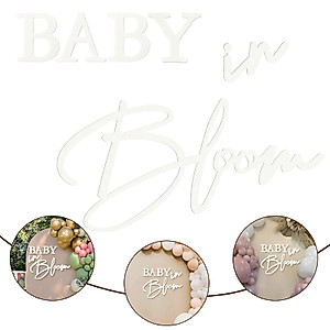 MASTRON Baby in Bloom Sign, 16”x24” Felt Letter Baby Shower Sign Baby in Bloom Party Decor Backdrop for Boy or Girl Baby Shower Gender Reveal 1st Birthday - White