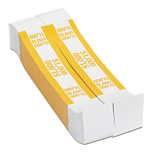 Pap-R Products Currency Straps, Yellow, $1,000 in $10 Bills, 1000 Bands/Pack