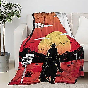 Dead Redemption 2 Blanket Super Soft Cozy Warm Fleece Throw Blanket Fluffy Plush Lightweight Bedding Quilts for All Season Bed Sofa Couch 80"x60" Large for Men Women