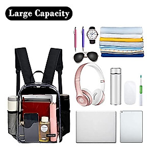OSOCE Black Mini Clear Backpack Heavy Duty,Clear Bag Stadium Approved,PVC Transparent Clear Book Bag with Adjustable Shoulder Straps for Security Work Concert Festival Travel