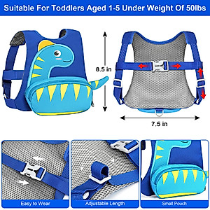 Toddler Harness Child Leash with Anti Lost Wrist Link, Accmor 3 in 1 Kids Dinosaur Harnesses Leashes, Children Walking Assistant Wristband Tether Strap Belt for Baby Boys Girls (Blue)