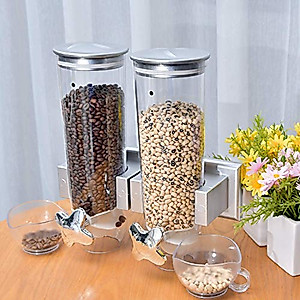 Food Dispensers 2 PACK Wall Mount Double Dry Cereal Dispenser, Convenient Storage Dual Control for Cereal Nuts, Coffee Beans Trail Mix Candy Oatmeal Rice Pasta Candy Container, 50oz Each Cereals Bank