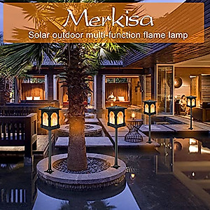 Merkisa Solar Lantern, IP65 Waterproof Solar Lights Outdoor Decorative with Assembly Accessories, 3 Light Modes Solar Powered Outdoor Lights for Patio, Garden, Yard and Table (2 Pack)