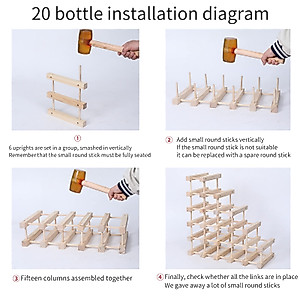 FDHUIJIA Wine Rack Small countertop Cabinet Stackable Storage Wooden freestanding Floor Wine Holder (20 Bottles)