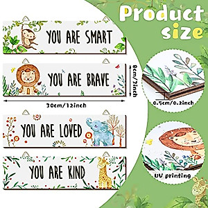 Chunful 4 Pieces Baby Nursery Decor Unframed Wall Art Bedroom Decor Motivational Inspirational Girls Room Decor Adorable Wall Decor with Inspirational Quotes for Boys Girls (Woodland Animal)