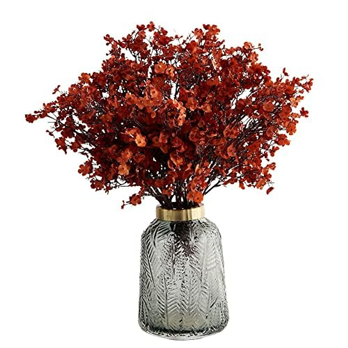 IUKnot Baby's Breath Flowers Bulk Artificial Flowers 7.8'' Rust Orange Gypsophila Flowers Fake Baby Breath Bouquet for Home Kitchen Wedding Garden Party Decor 8 Bunches (Vase is not Included)