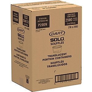SOLO Cup Company Dart Polystyrene Portion Cups DCCP200N 2500/pk, Transparent