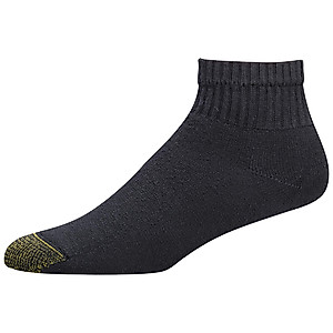 GOLDTOE Men's 656P Cotton Ankle Athletic Socks, Multipairs, Black (6-Pairs), X-Large