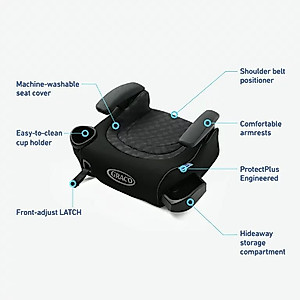 Graco® TurboBooster® LX Backless Booster with Affix Latch | Backless Booster Seat for Big Kids Transitioning to Vehicle Seat Belt, Montgomery