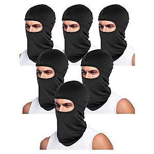 SATINIOR 6 Pieces Ski Mask for Men Balaclava Full Face Cover UV Sun Protection Cooling Neck Gaiter Clothing Scarf Bandana(Black,Ice Silk)