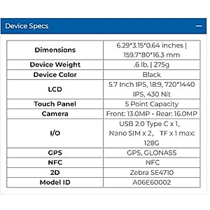 Minno Apex 6" Rugged Android Handheld Tablet with Scanner (6")