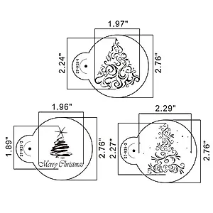 ART Kitchenware 6pcs/set Christmas Tree Cookie Stencil Set for Cakes Sugar Decoration Cookie Mold Reusable Stencils for Painting Beige/Semi-Transparent ST-925S