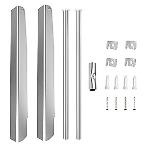 LIVEHITOP Wall Mounted Clothes Rack 2 Pcs, Folding Coat Hanger Dryer Hanging Rail Rod Wardrobe Hooks for Bathroom Balcony RV Indoor Outdoor (Silver, Rod)