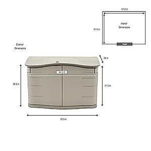 Rubbermaid Small Horizontal Resin Weather Resistant Outdoor Storage Shed, Olive and Sandstone, for Garden/Backyard/Home/Pool, 18 Ft³ Horizontal Shed