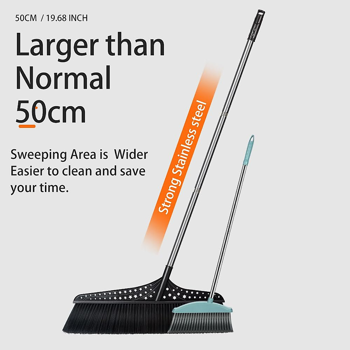Heavy Duty Outdoor Angle Broom with 20" Wide 51" Long Handle Stiff Bristles Sweeper Perfect for Driveway/Courtyard/Industry Area/Lobby/Mall/Garage/Wood/Stone/Tile/Concrete Floor Sweeping