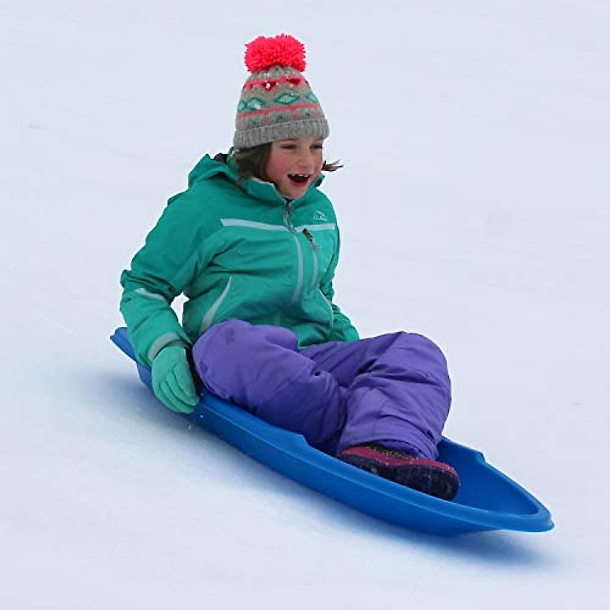 Flexible Flyer Lightning Snow Sleds for Kids & Adults. Plastic Toboggan Sand Slider 48” 3-Pack, blue/green/orange (648-3PK)