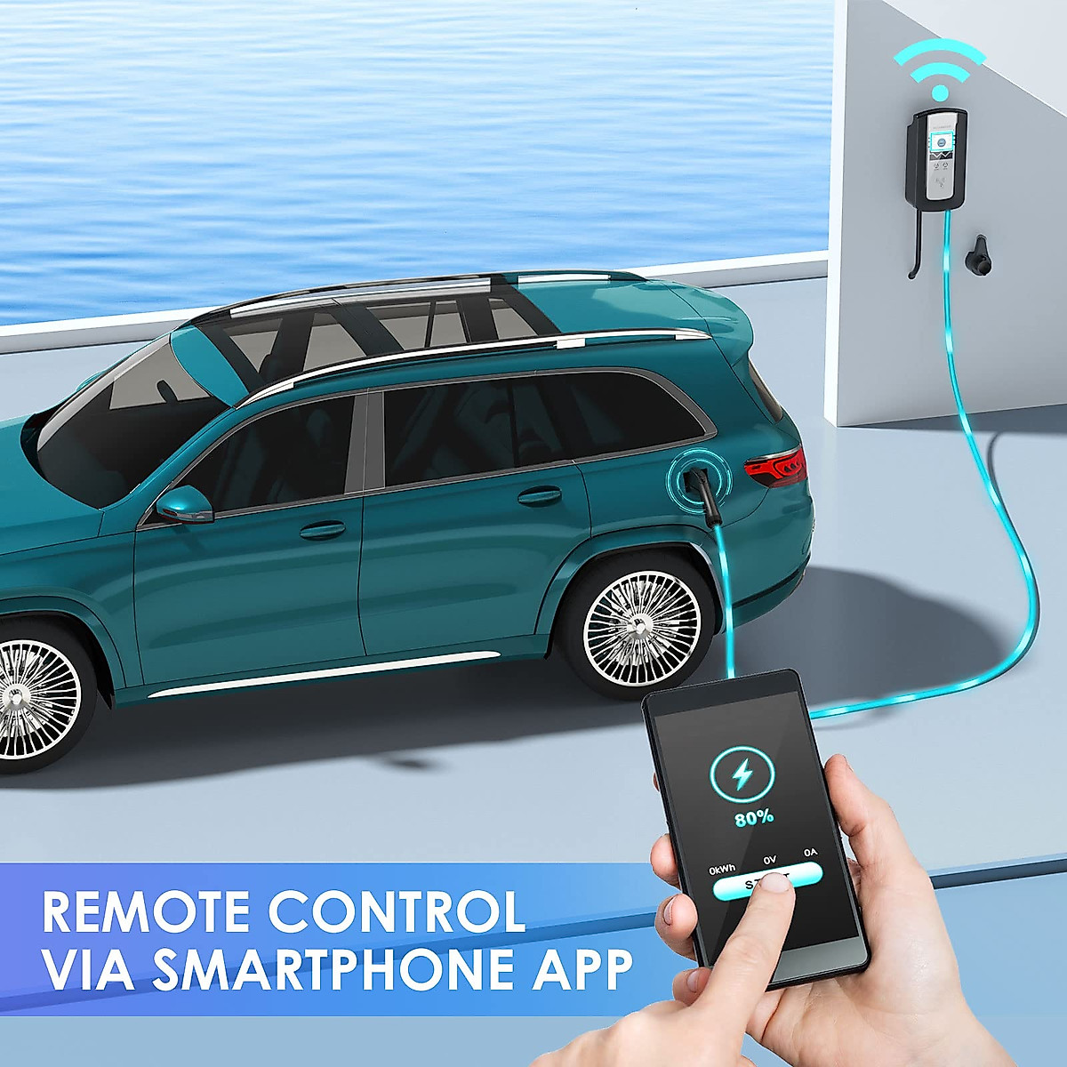 Evjuicion Level 2 EV Charger Nema 14-50, 40Amp 240V Ev Chargers for Home Level 2 for All J1772 Electric Car, WiFi APP Enabled EVSE 16FT Cable Electric Car Home Charging Stations,Delay Timer