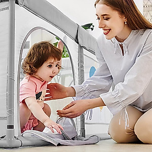 IKARE Baby Playpen, Baby Playards, Portable Baby Cage Play Area with Breathable Mesh, Extra Large Indoor & Outdoor Kids Activity Center for Babies and Toddlers (Printed)