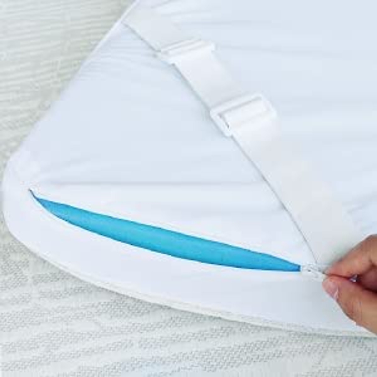 Mattress Topper Cover Protector Queen Size 3 Inch, 100% Waterproof Viscose Made from Bamboo Cooling Mattress Topper Encasement Zippered with Adjustable Straps, Fit Memory Foam Mattress Topper