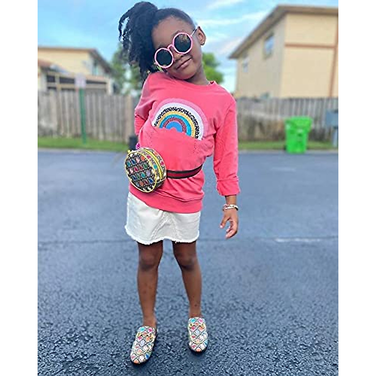 Bumeex Toddler Girl's Sweatshirt Clothes Outfit,Rainbow Crewneck Christmas Clothing Pink 3t