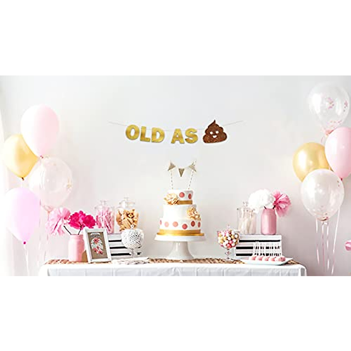 Old As S**t Glitter Banner – Funny Birthday and Retirement Party Supplies, Ideas, Gifts and Decorations