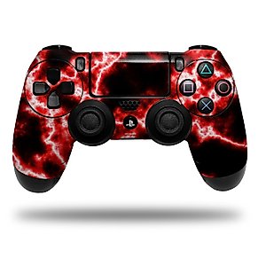 WraptorSkinz Skin Compatible with Sony PS4 Dualshock Controller PlayStation 4 Original Slim and Pro Electrify Red (Controller NOT Included)