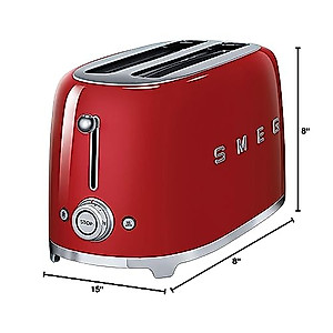 SMEG TSF02RDUS 50's Retro Style 4 Slice Toaster, Red