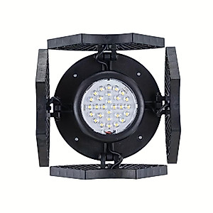 LED Garage Lights of Lens,300W Deformable Garage Ceiling Light 30000LM E26/E27 Basement Lights with 4+1 Adjustable LED Panels for Workshop, Shop, Garage, Warehouse(NO Motion Activated)