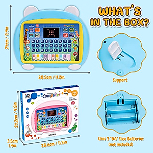 Toddler Educational Tablet Sensory Toys for Boys Age 2-4, Kids Preschool Learning Activities Games Electric Interactive Laptop with Read Spell & Talking Mode for Autism Children Birthday Presents