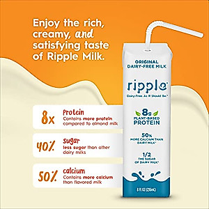 Ripple Vegan 8 oz Dairy-Free Milk, Vanilla (12 Pack) & Ripple Vegan 8 oz Dairy-Free Milk, Original (12 Pack) | 24 Pack