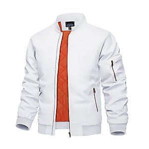 KEFITEVD Mens Bomber Jacket Quilted Jacket Winter Active Coat Lightweight Military Outerwear Varsity Jackets Warm Padded Coats