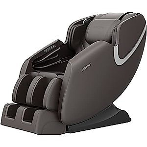BOSSCARE Massage Chair Recliner with Zero Gravity, Full Body Airbag Easy to Assemble with Bluetooth Speaker, Foot Roller,Faux Leather, Brown