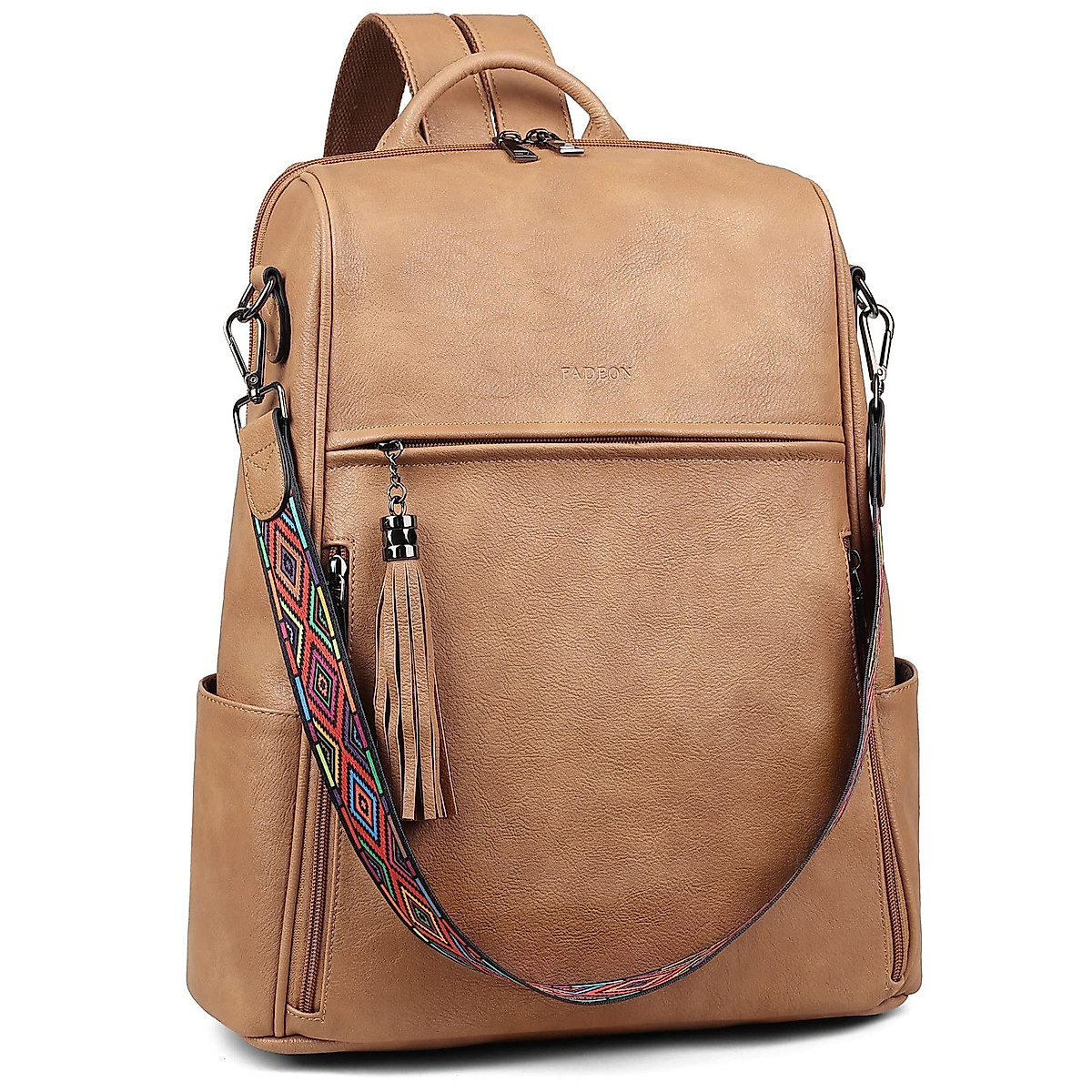 FADEON Laptop Backpack Purse for Women Large Designer PU Leather Laptop Bag, Ladies Computer Shoulder Bags