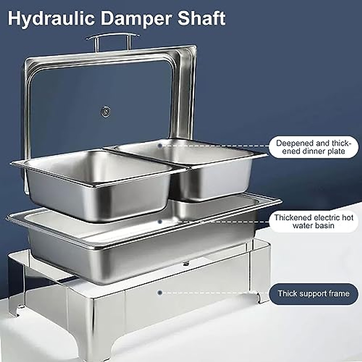 9L Food Warmers for Parties Electric, Stainless Steel Electric Chafing Dish, Party Warming Trays - Adjustable Temperature + Hot Plate Electricgn(Size:1 Grid)