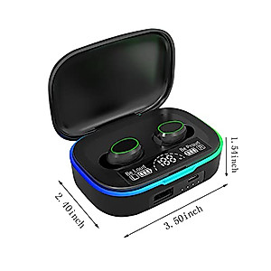 Digital Display Bluetooth 5.1 Earbuds, Touch-Control TWS-Headphones, with IPX5 Waterproof, 800mAh, Low Latency, for Sports Working Music