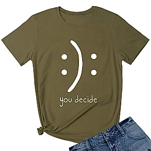 BLACKMYTH Women's Cute Graphic T Shirts Funny Tops Casual Tees Army Green XX-Large