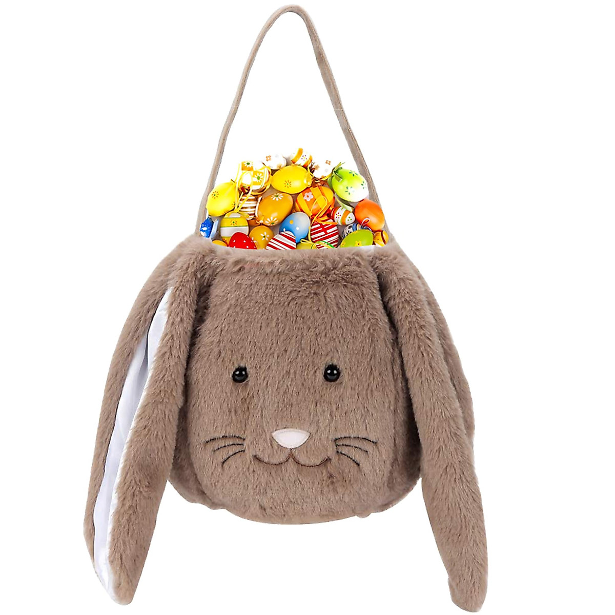 Plush Easter Bunny Basket for Kids Boys Girls Easter Buckets with Long Plush Ear Personalized Egg Hunting Bags,Bunny Kids Easter Tote Bags for Easter Decorations Candy…