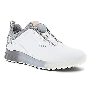 ECCO Women's S-Three BOA Gore-TEX Waterproof Hybrid Golf Shoe, White/Silver Grey, 7-7. 5