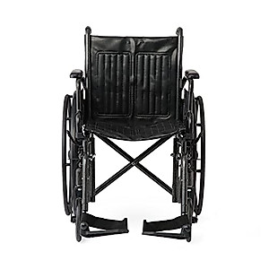 Medline K1 Basic Vinyl Wheelchair with Swing-Back Desk-Length Arms and Swing-Away Footrests, 18-Inch Wide Seat
